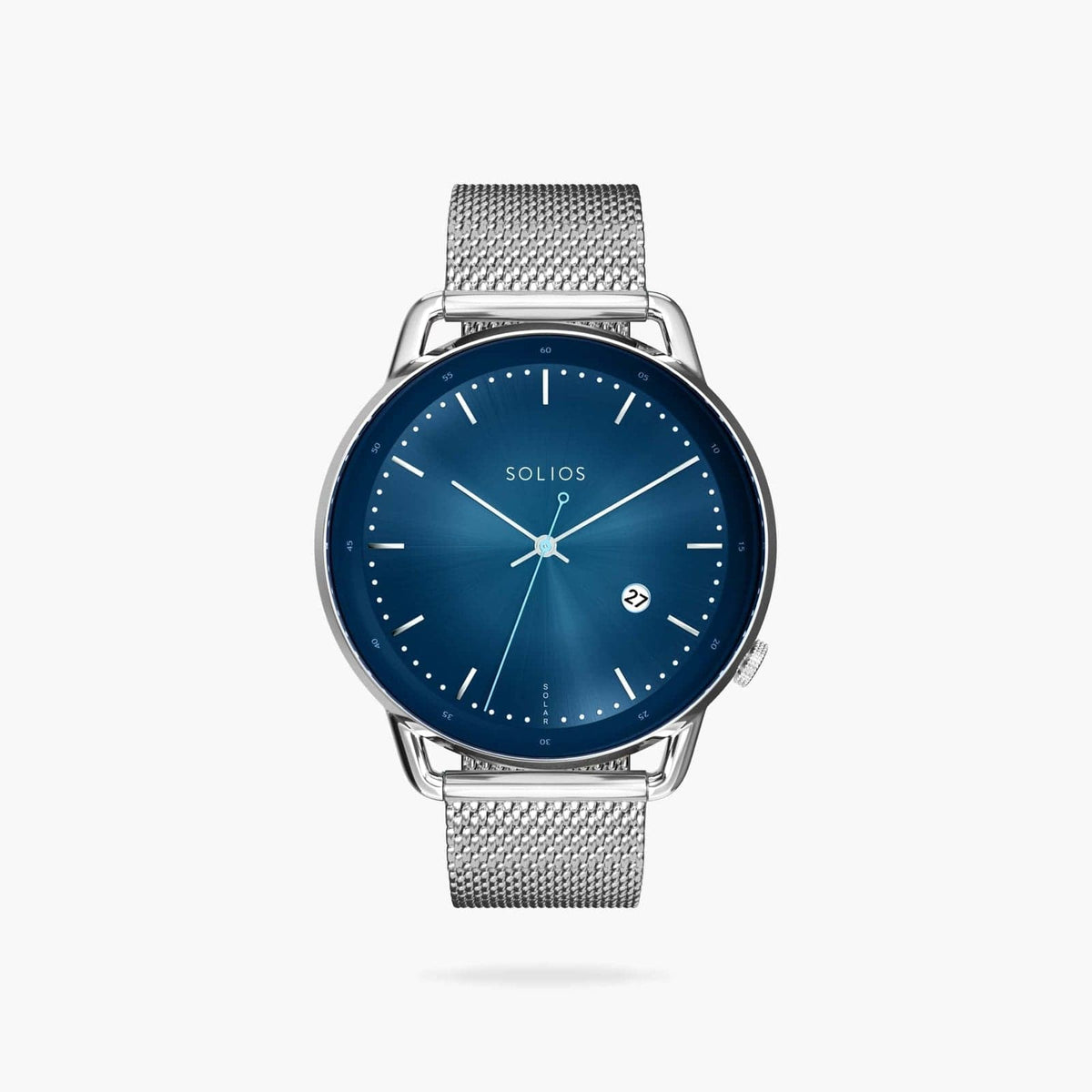 The Solar Curve | Blue Dial - Silver Case – Solios Watches