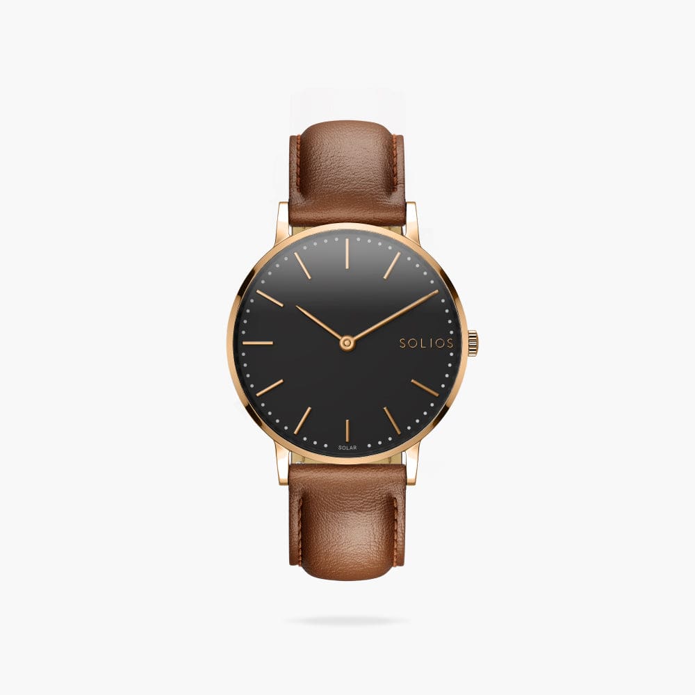 The Solar Classic | Black Dial - Rose Gold Case – Solios Watches