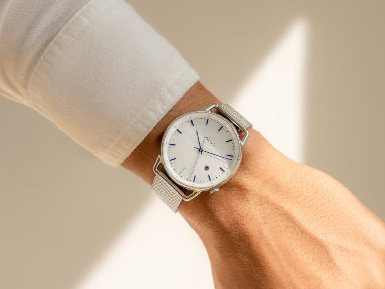 La Solar Curve | Cadran Bleu - Boîtier Argent – Solios Watches