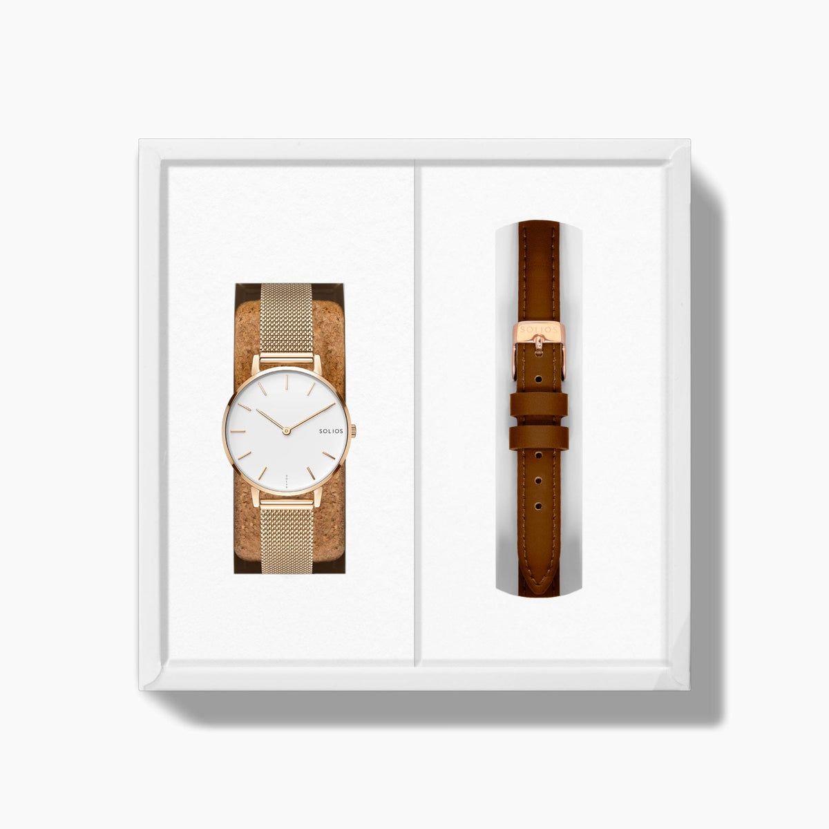 The Solar Mini Bundle | White Dial - Rose Gold Case – Solios Watches
