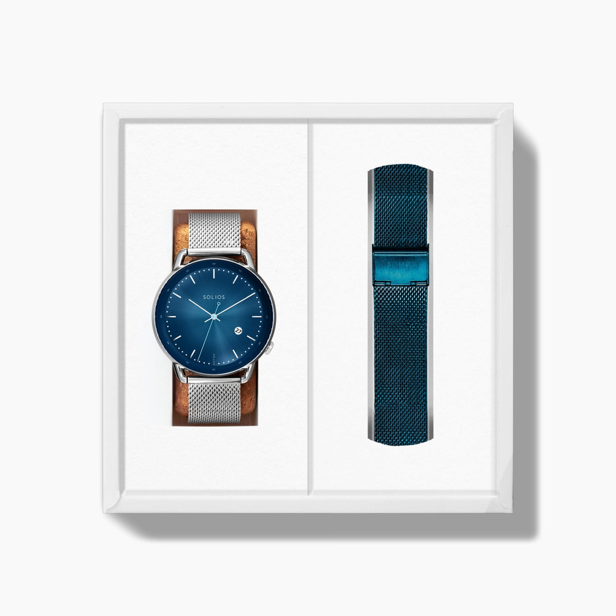 The Solar Curve Bundle | Blue Dial - Silver Case – Solios Watches