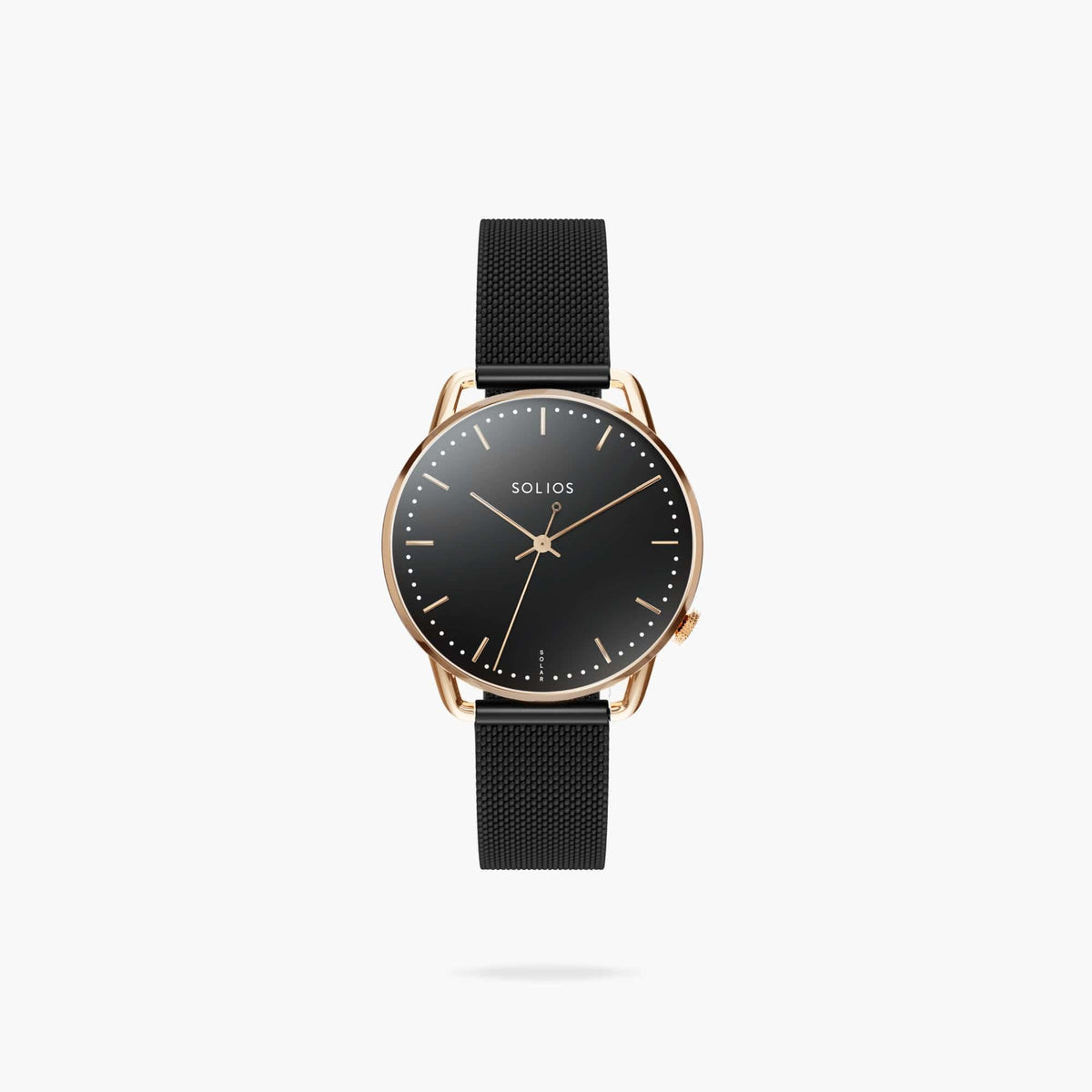 The Solar Curve Mini | Black Dial - Rose Gold Case – Solios Watches
