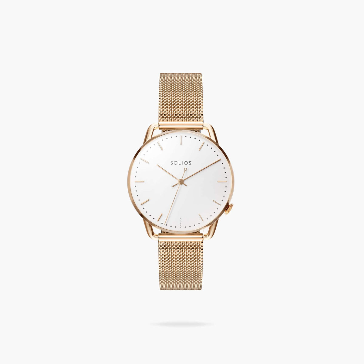 The Solar Curve Mini | White Dial - Rose Gold Case – Solios Watches